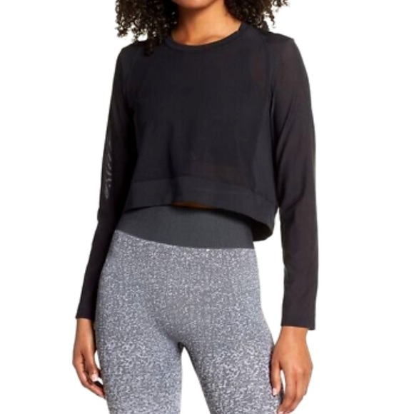 adidas | Tops | Adidas Mesh Long Sleeve Mid Crop Top | Poshmark